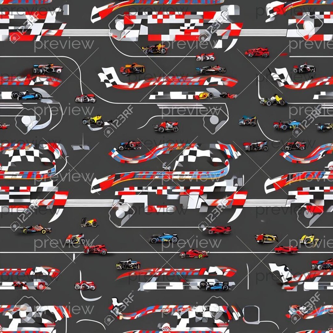 Vibrant Racing-themed Pattern With Colorful Race Cars and Dynamic Track ...