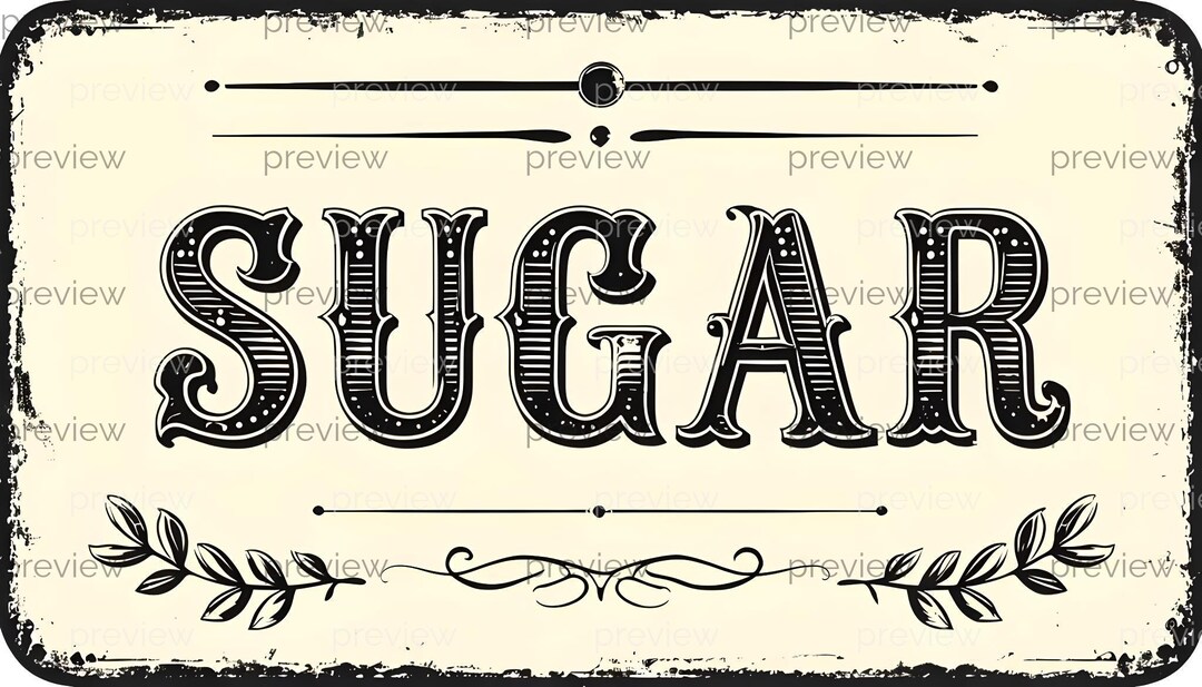 Vintage Sugar Signage Art - Decorative Printable Digital Image With ...