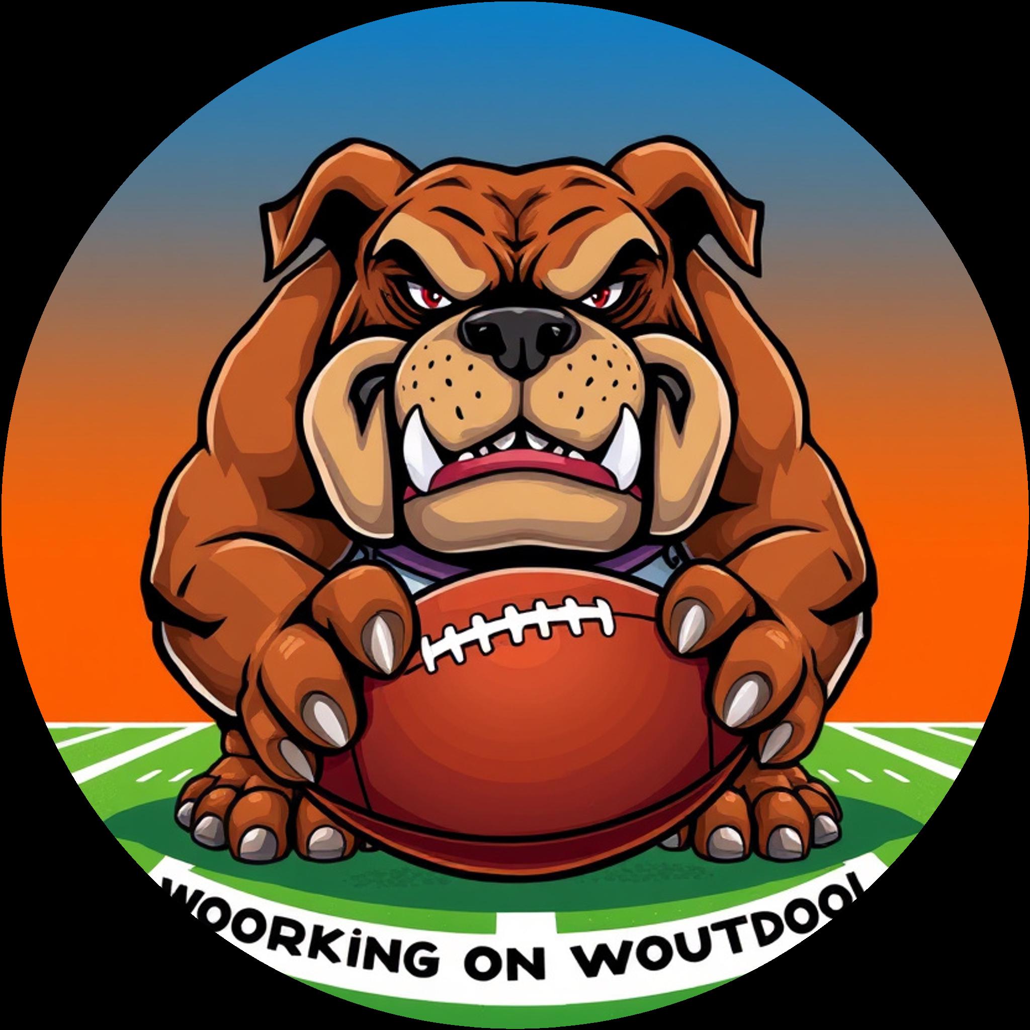 Fierce Bulldog Football Clipart: Muscular Cartoon Design (instant ...