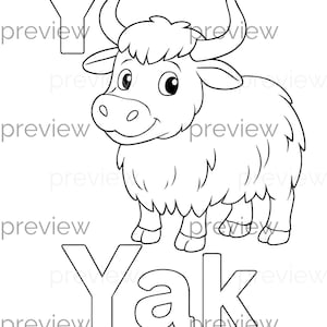 Cheerful Yak Printable Paper With Y Letter and Bold Yak Text - Perfect ...