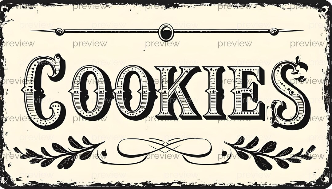 Vintage Cookies Signage Digital Art - Printable Instant Download With ...