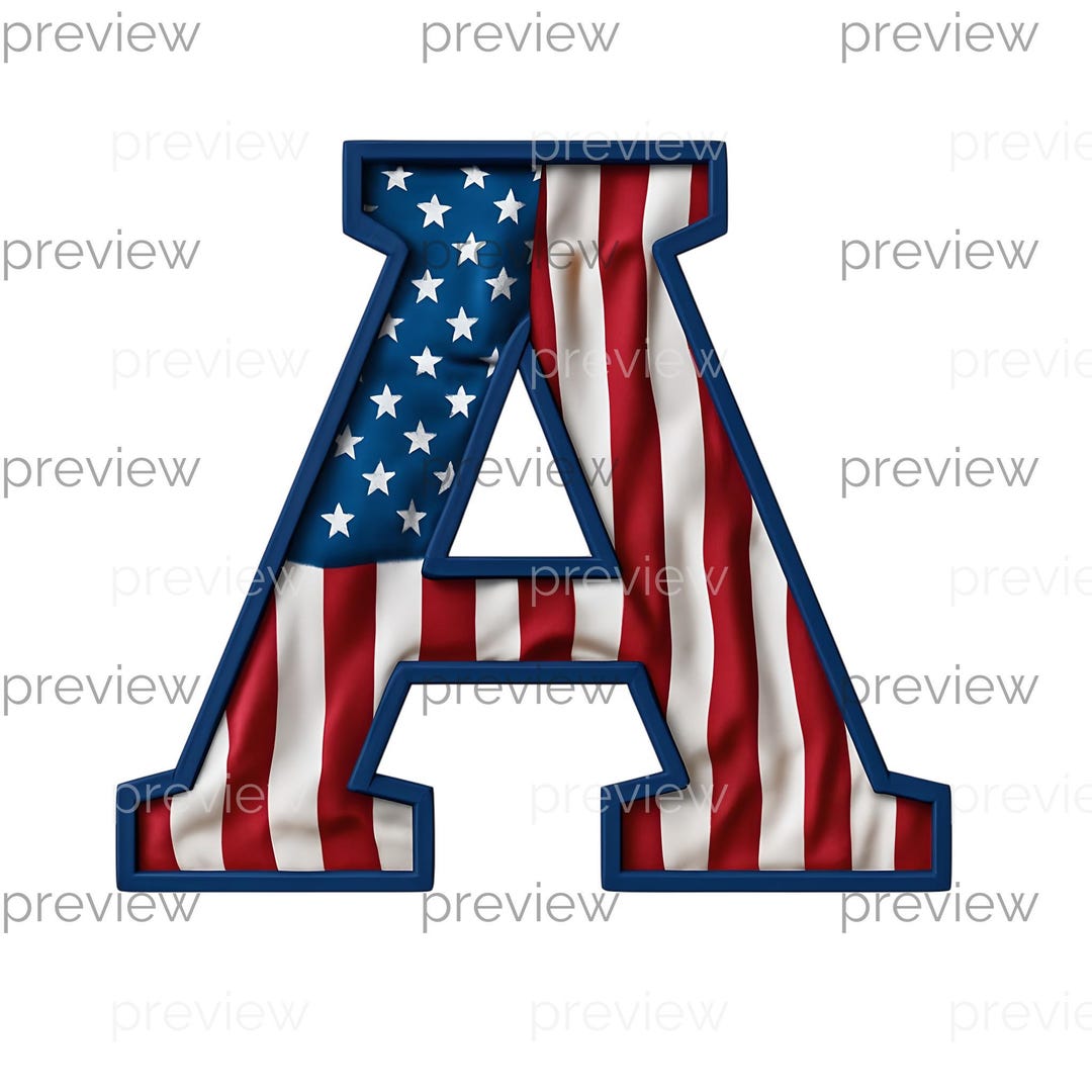 A Bold Letter A Design With American Flag Style - Printable Digital Art ...