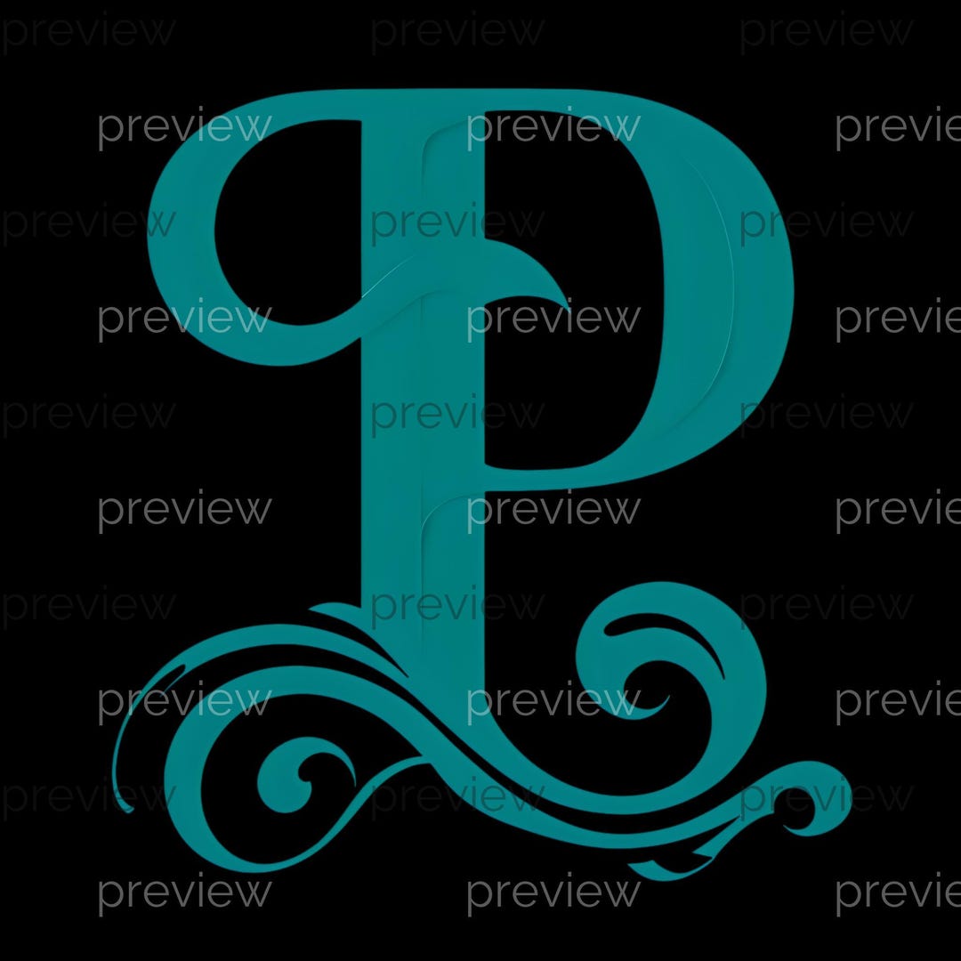 Elegant Teal Letter P With Flourishes - Stylish Digital Art for ...