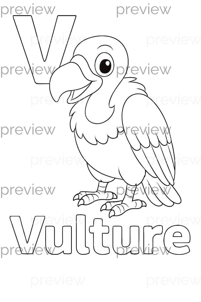 Vulture Coloring Page: Letter V, Seamless Pattern (digital Download) - Etsy
