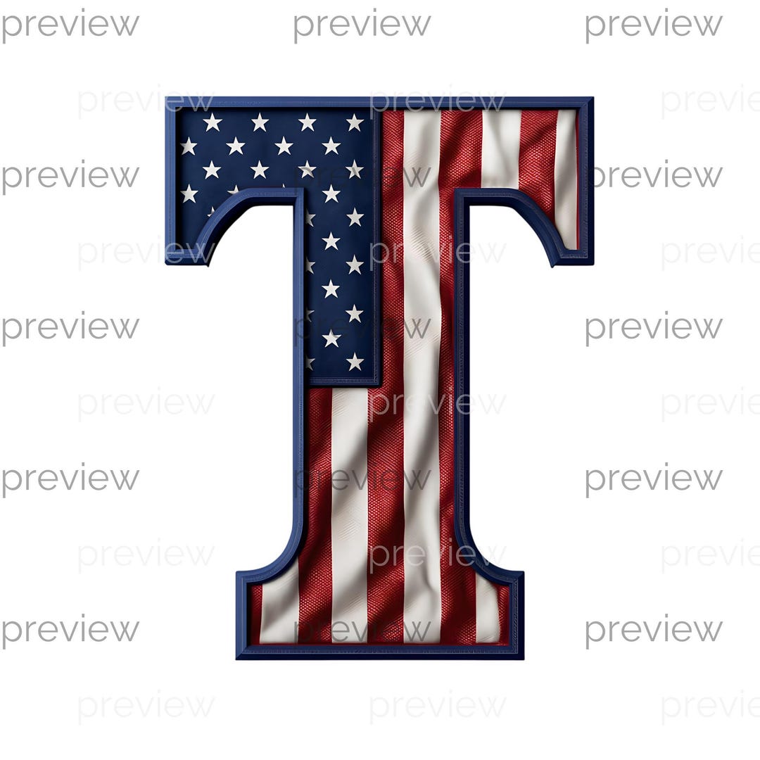 T Patriotic Letter T Digital Art With Stars and Stripes - Printable ...