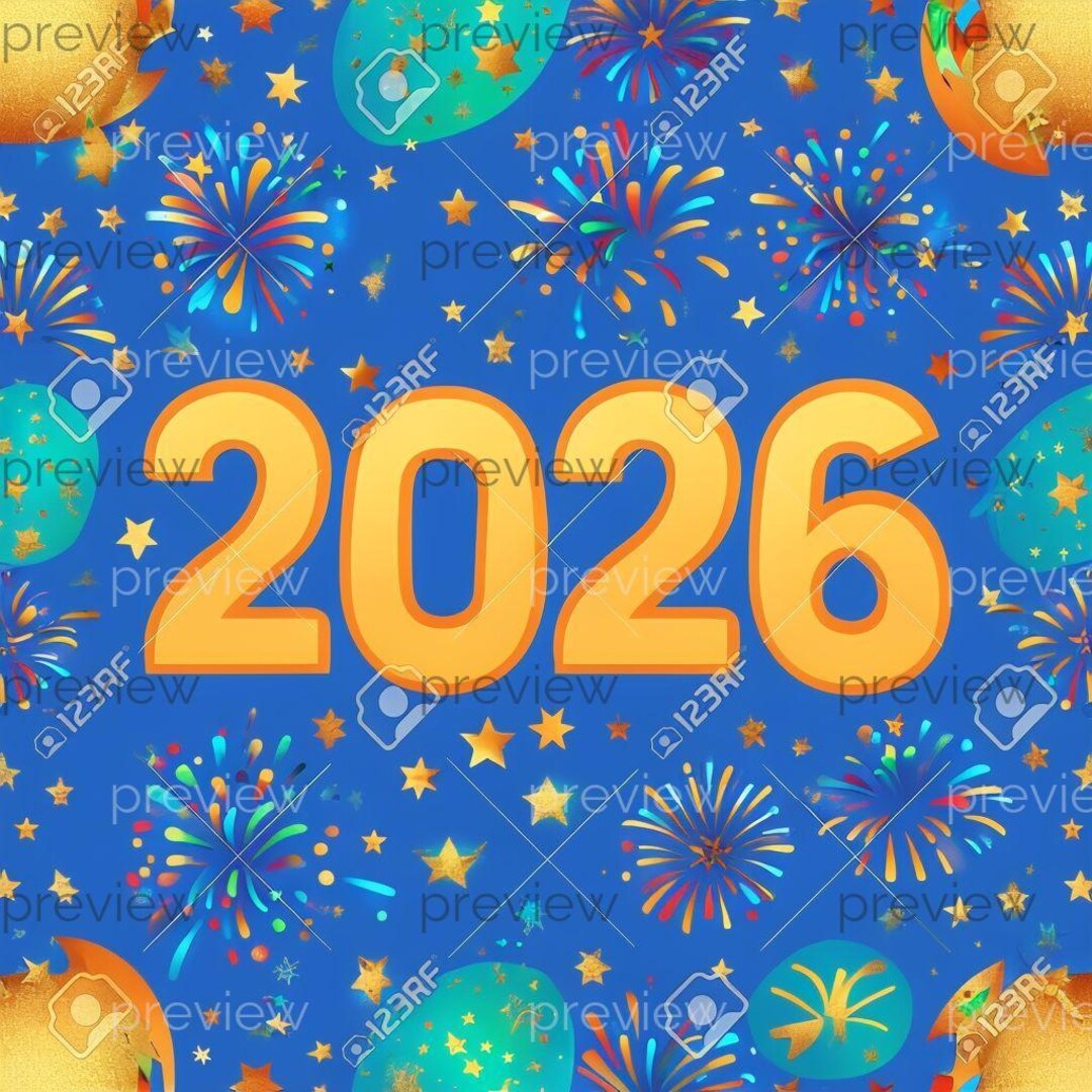 Świętuj Nowy Rok 2026 z efektownymi fajerwerkami i kolorowymi wzorami ...