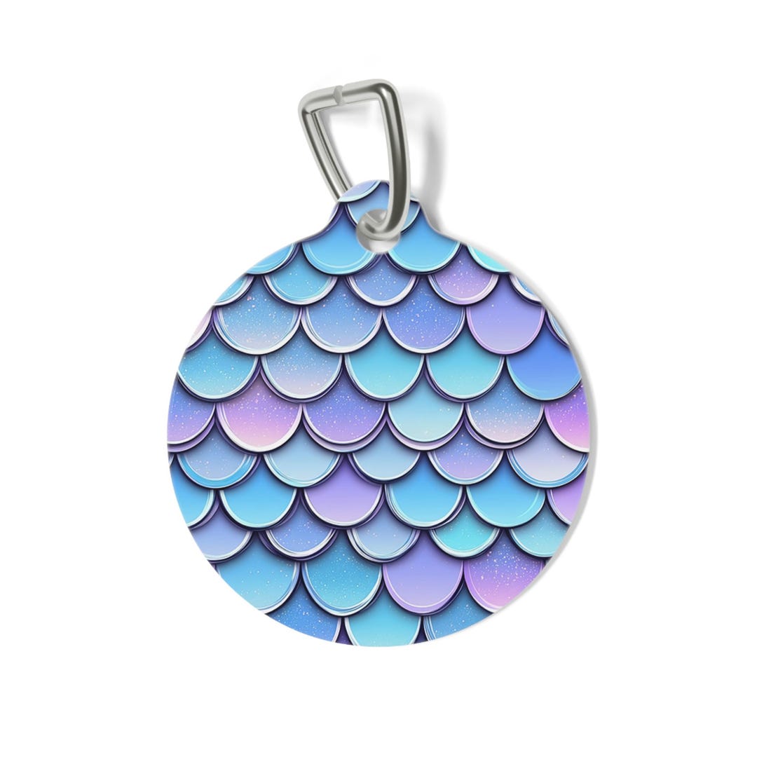Mermaid Scale Pet Tag: Customizable Dog Cat ID Collar Charm - Etsy
