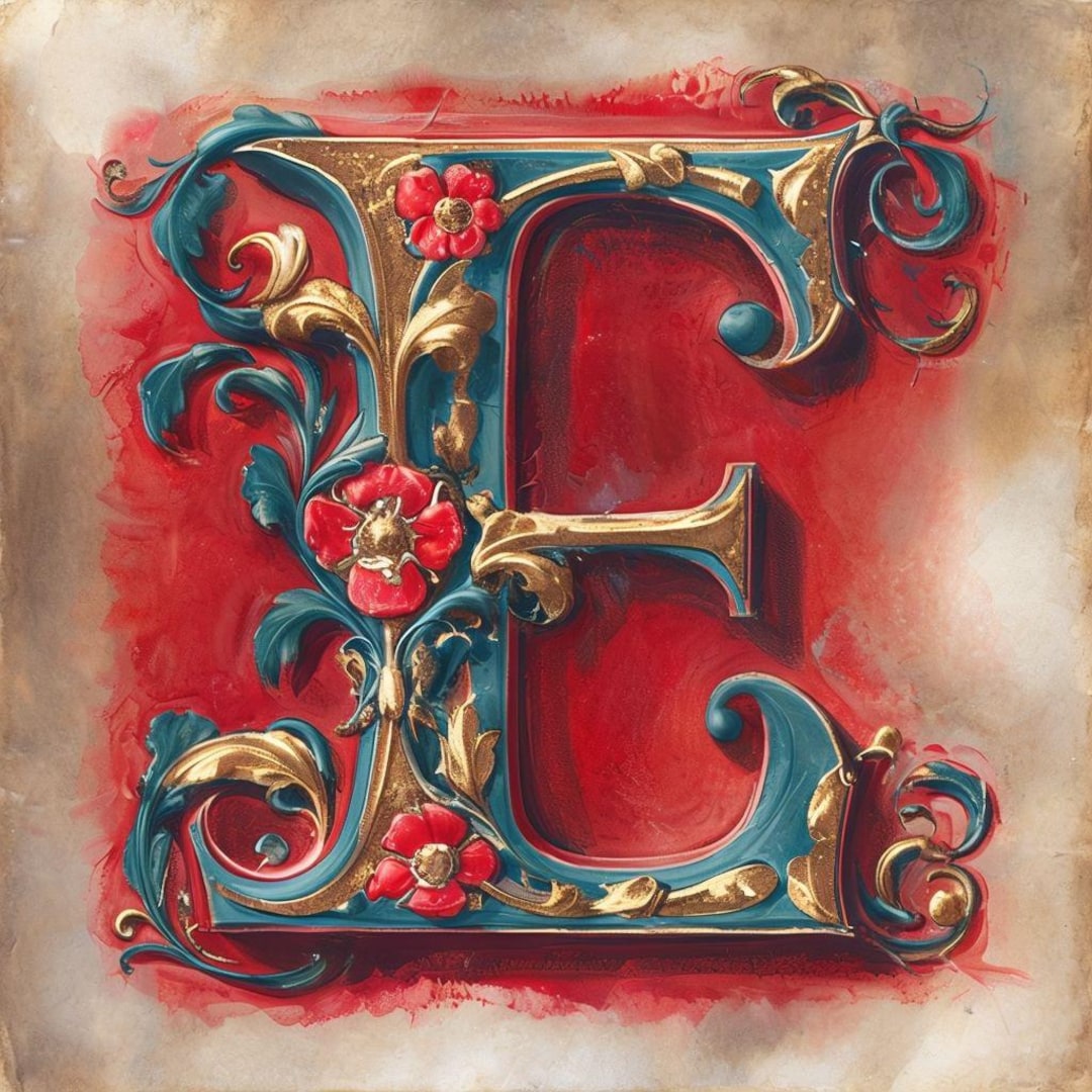 Ornate Letter E Clipart: Floral Typography Design (instant Download) - Etsy