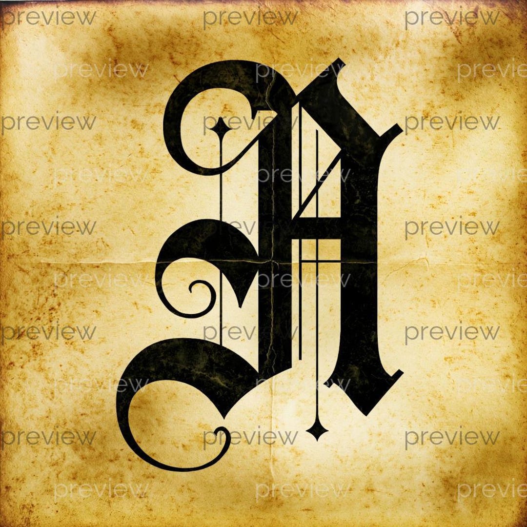 Ornate Gothic Letter A Design on Aged Parchment - Vintage Printable ...