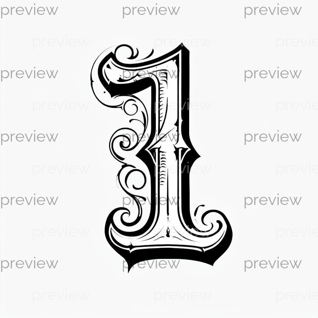 Elegant Ornate Number 1 Digital Art - Vintage Style Printable Instant ...