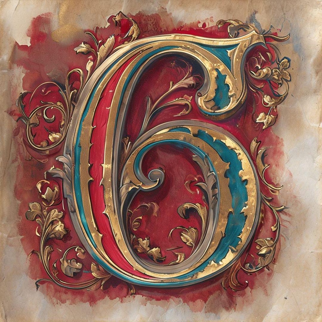 Elegant Ornate Number 6 Clipart Design With Floral Motifs - Instant ...