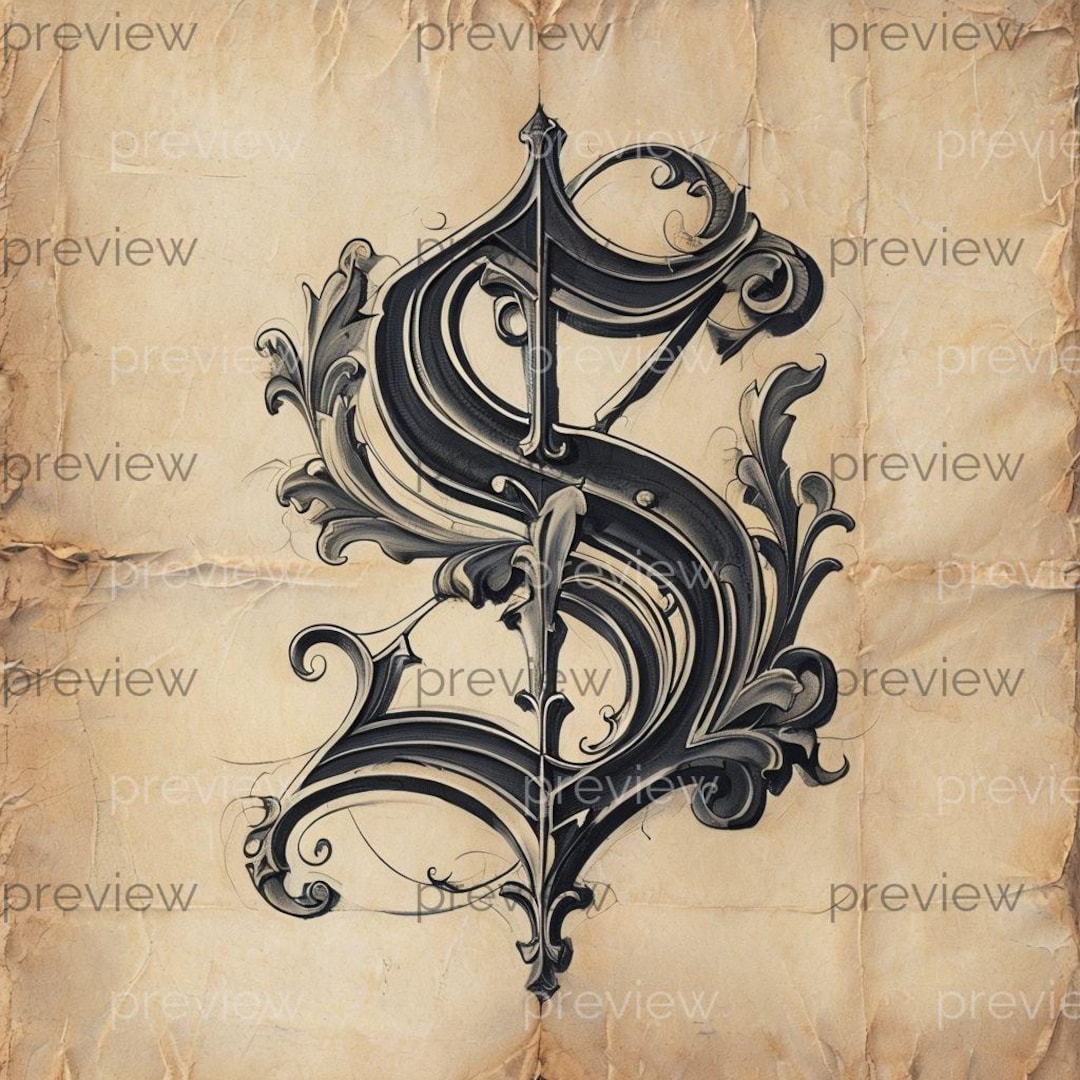 S Ornate Letter S in Elegant Floral Design - Digital Art for Instant ...