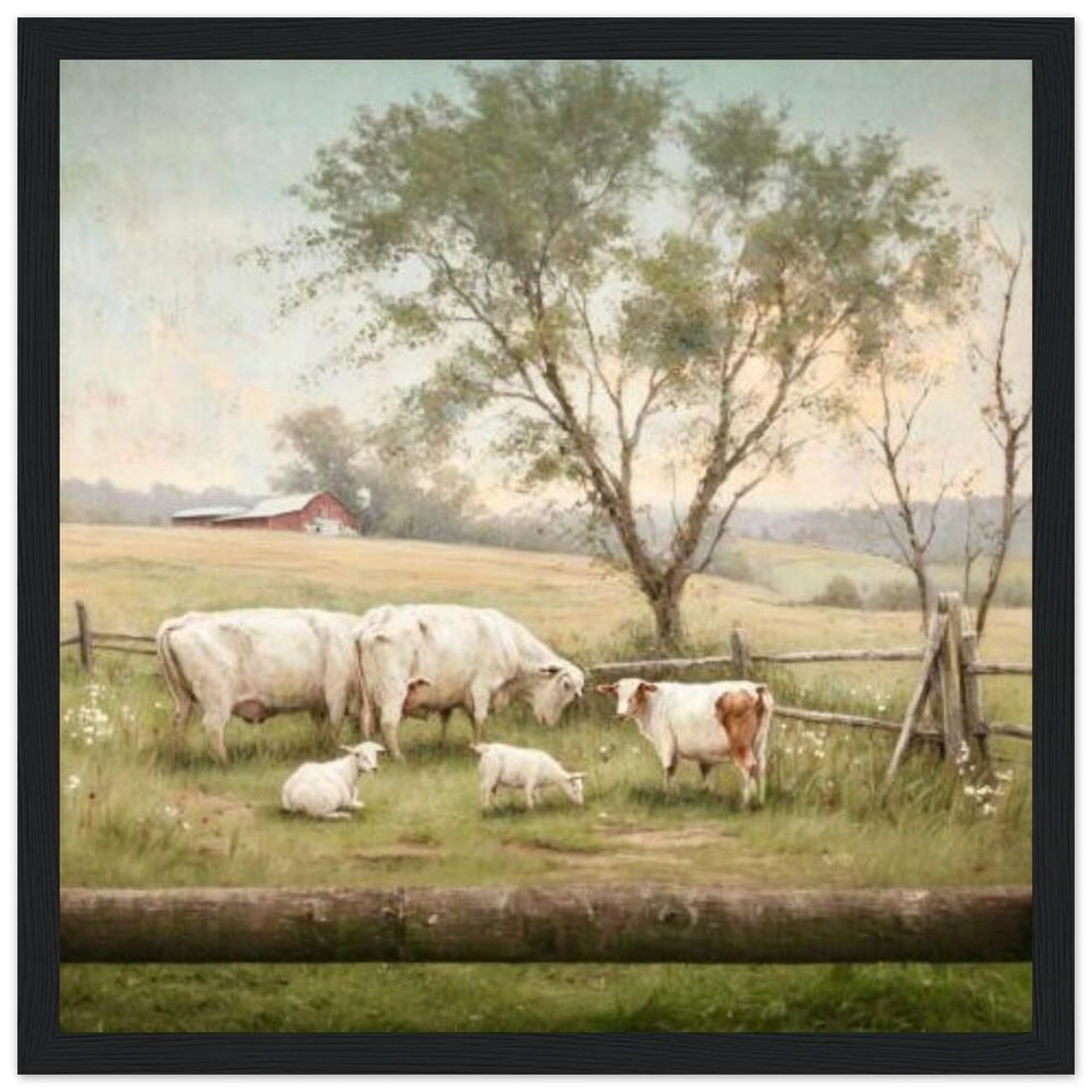 Nostalgic Farm Life: Vintage Barnyard Scene Classic Matte Paper Wooden ...