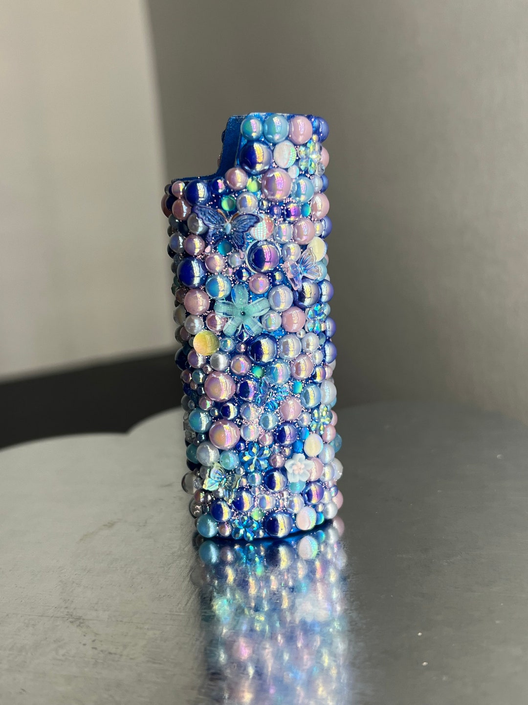 Blue Bubble Gem Bic Lighter Case - Bedazzled Case - Bling Lighter Case ...