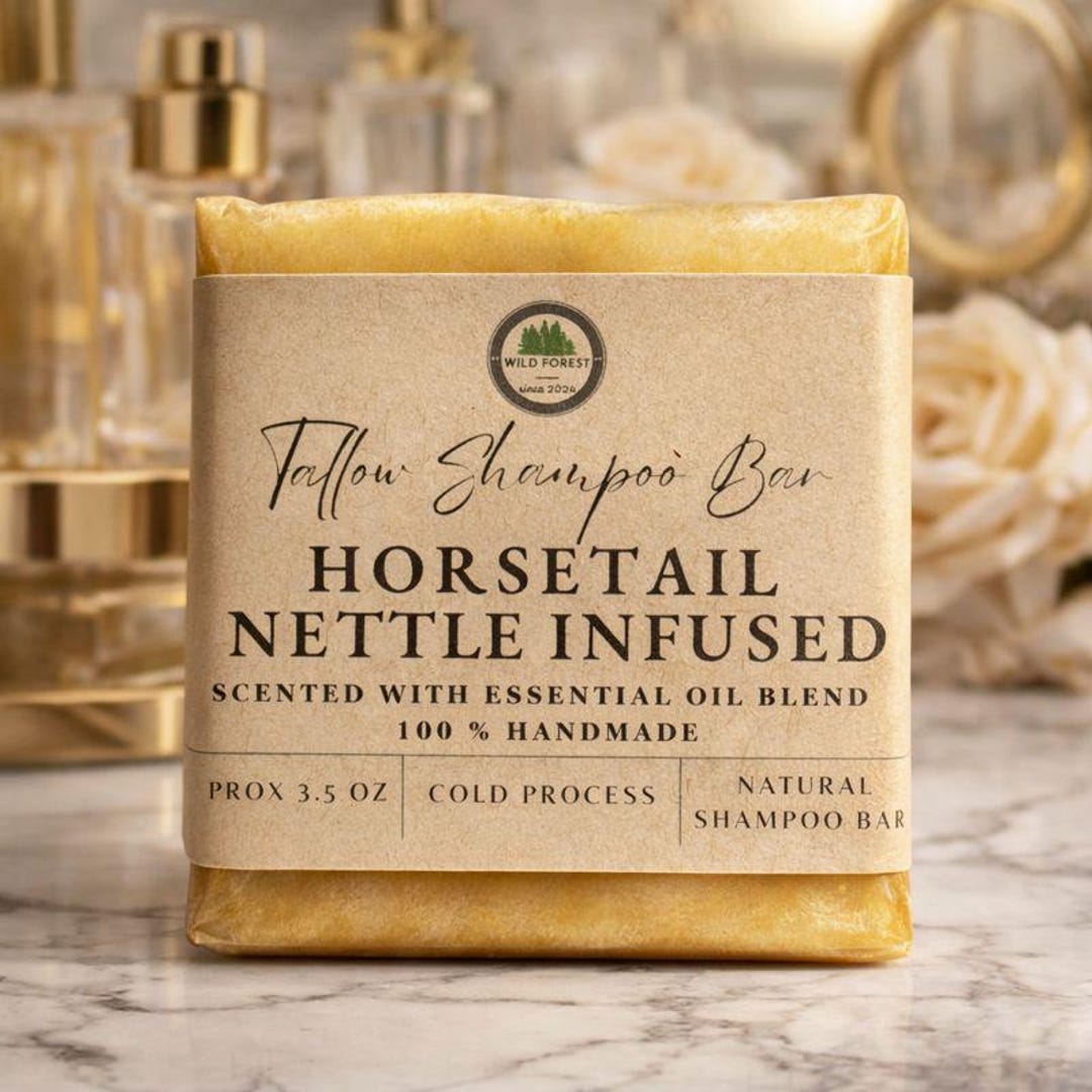 Tallow Shampoo Bar Infused With Horsetail & Nettle | Frizz Control ...