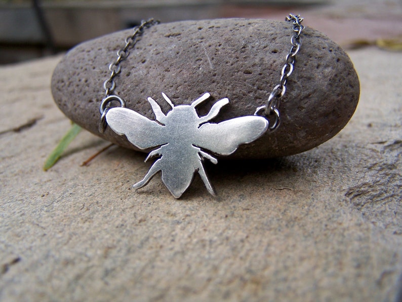 Sterling Silver Honey Bee Necklace - Etsy