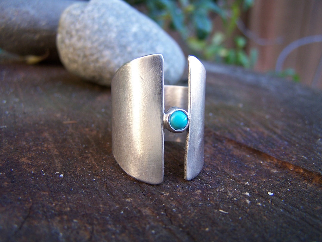 Sterling Silver and Turquoise Open Cuff Ring - Etsy