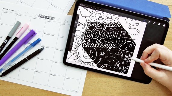 One Year Doodle Challenge Printable Download | Etsy