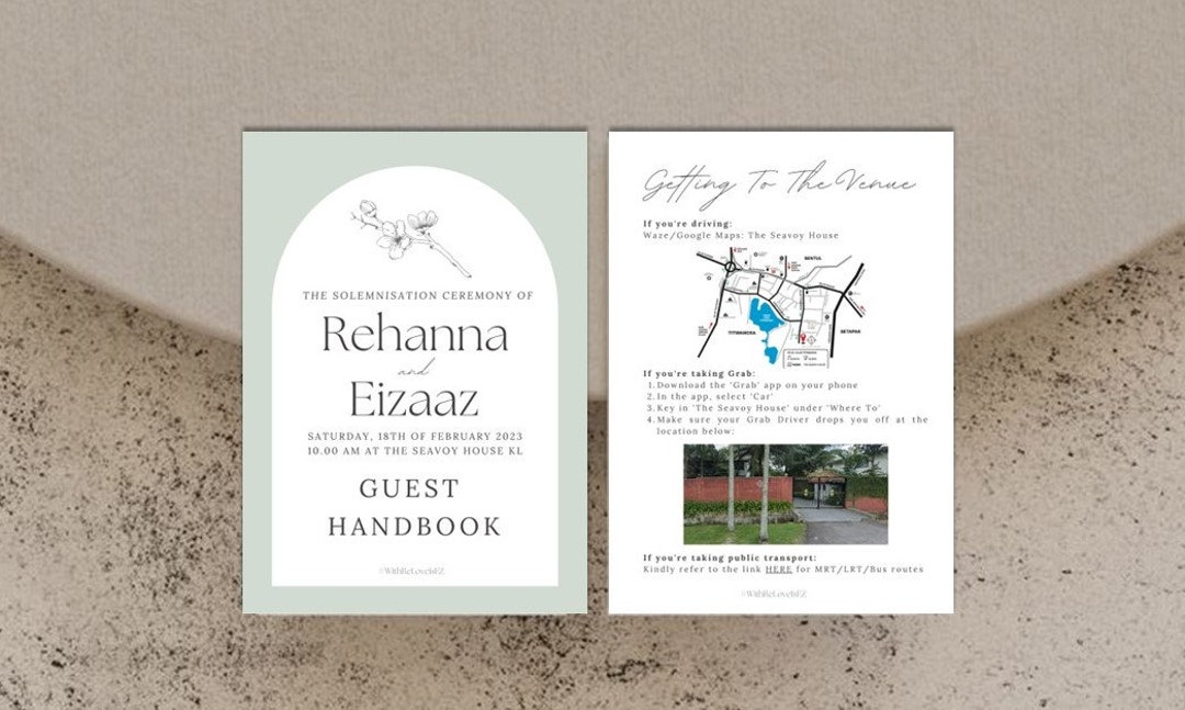Wedding Guest Handbook - Minimalist Sage Arch (digital Download) - Etsy