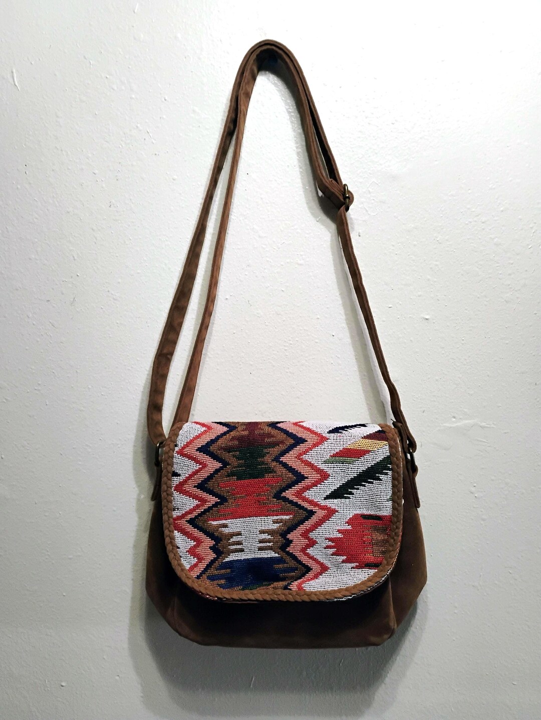 Vintage Corduroy Crossbody Bag With Boho Tapestry Flap - Shoulder Bag ...