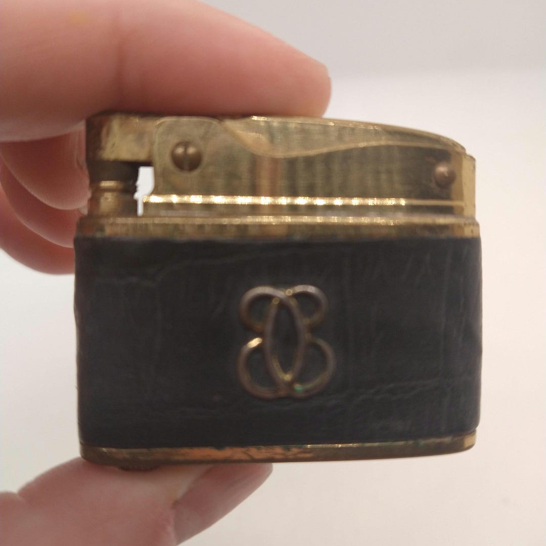 Vintage Rare Empty Buxton Lighter Brown Leather Wrapped – 1.5" Square ...