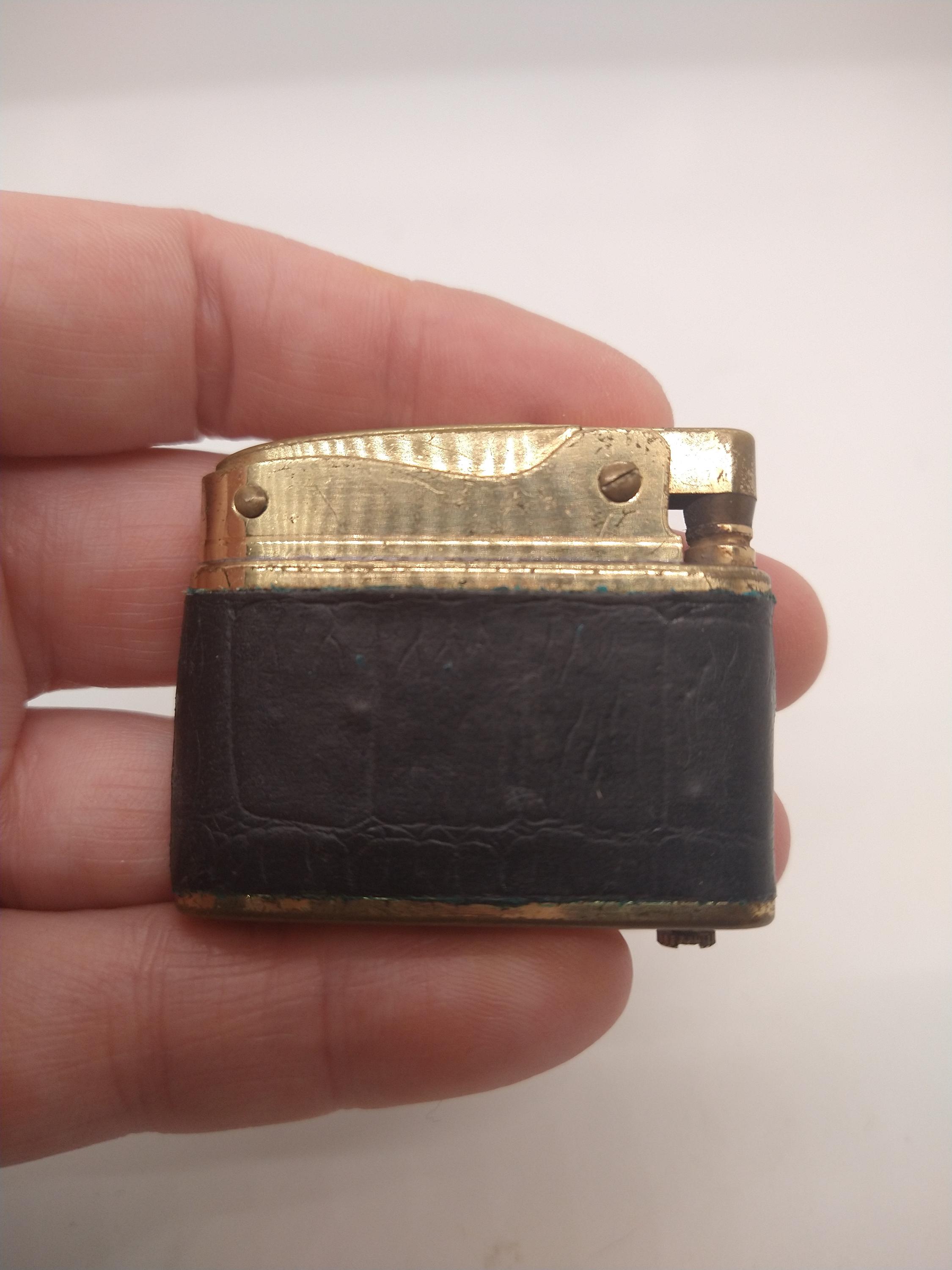 Vintage Rare Empty Buxton Lighter Brown Leather Wrapped 1.5 Square ...