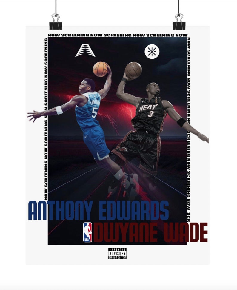 Anthony Edwards Dwyane Wade Poster Wall Decor NBA Basketball Sports Art ...