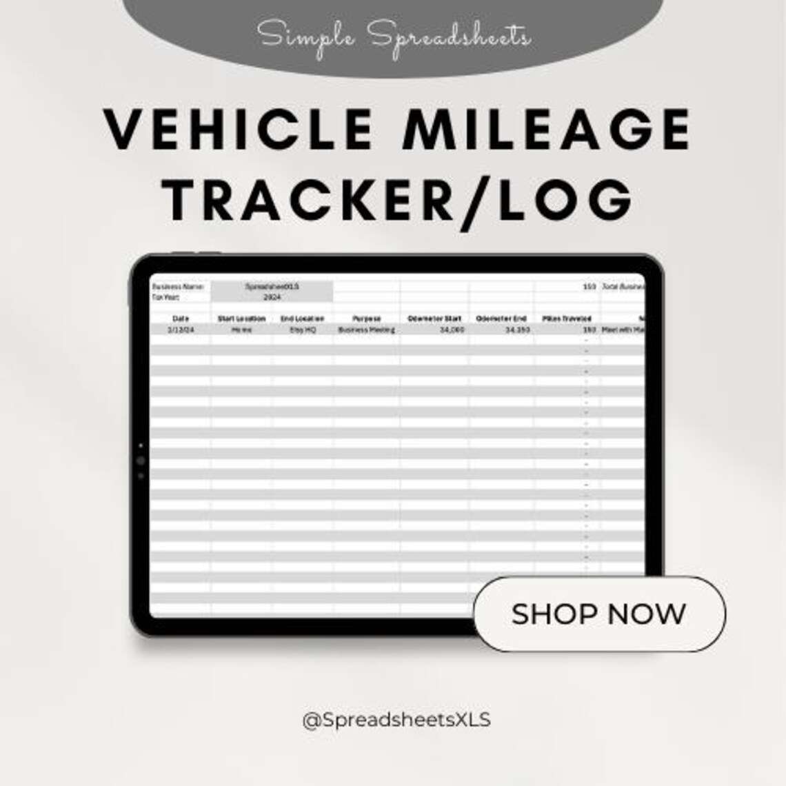 Mileage Tracker Log for Tracking Business Miles - Small Business, Self ...