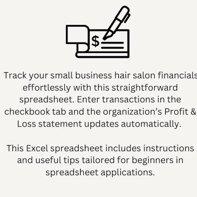Hair Salon Small Business Bookkeeping - Checkbook, Profit & Loss ...