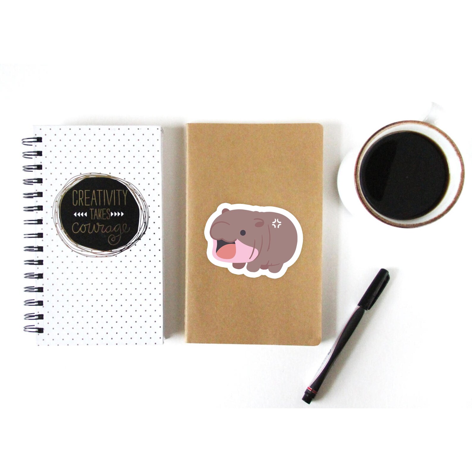 Cute Baby Hippo Vinyl Sticker, Hippo Moo Deng, Angry Moo Deng, Funny ...