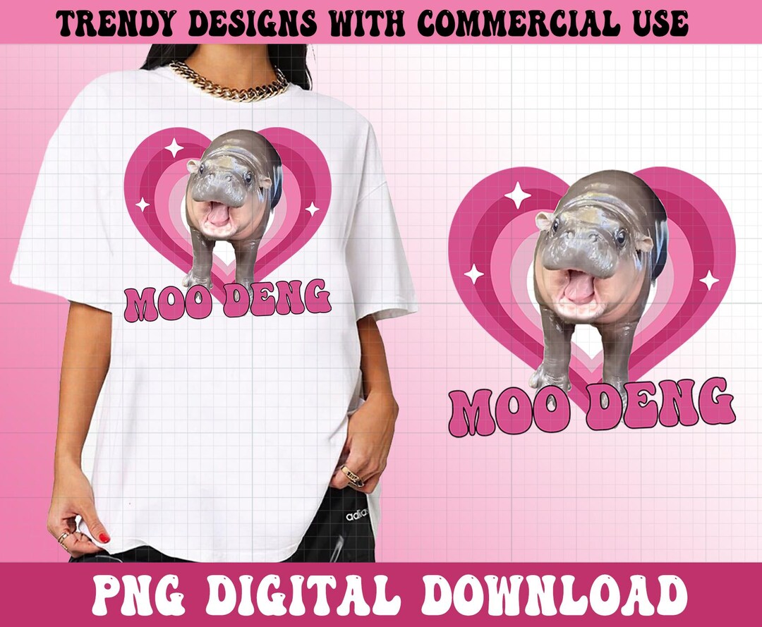 Funny Christmas Moo Deng Png, Baby Hippo Digiatal File, Moo Deng PNG ...