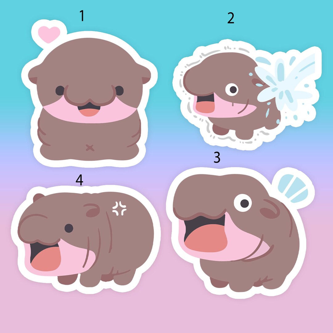 Cute Baby Hippo Vinyl Sticker, Hippo Moo Deng, Angry Moo Deng, Funny ...