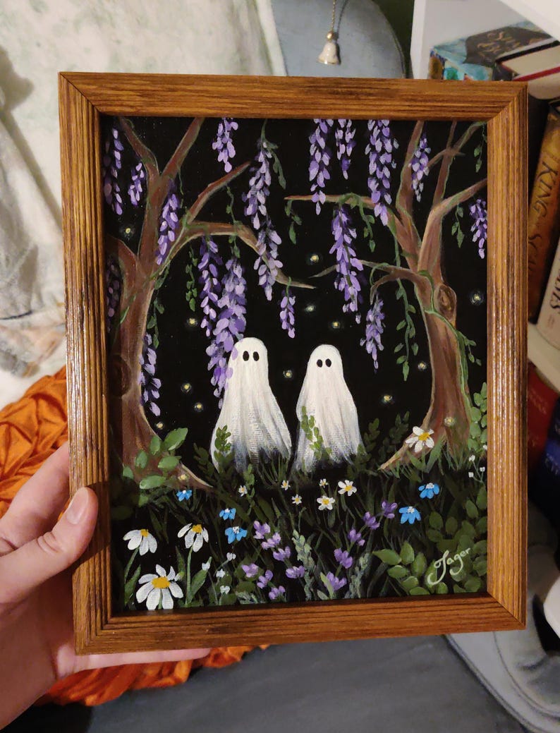 Original Painting of Wisteria Ghost Pair | Acrylic | Canvas Panel ...
