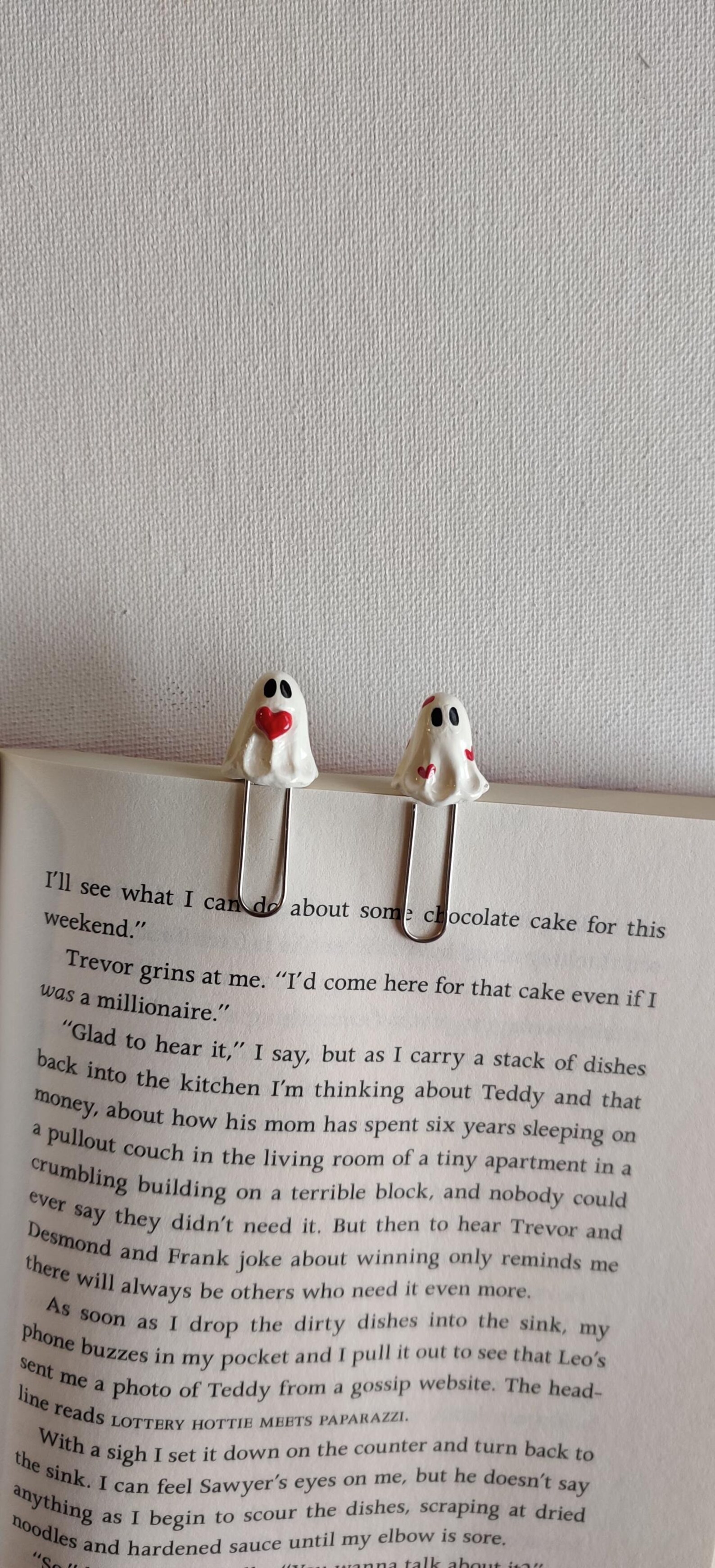 Clay Bookmark Paperclip Figurines | Heart Ghosts | Cute | Minimal ...
