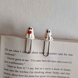 Clay Bookmark Paperclip Figurines | Heart Ghosts | Cute | Minimal ...