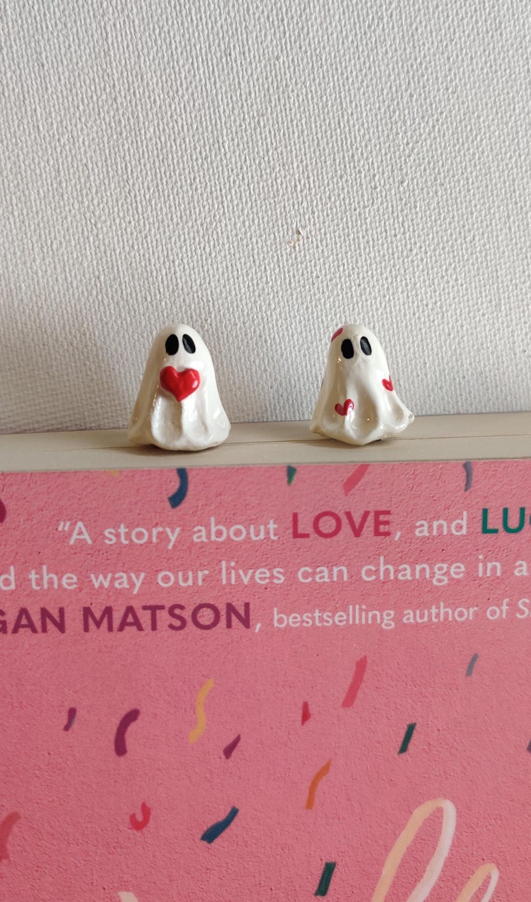 Clay Bookmark Paperclip Figurines | Heart Ghosts | Cute | Minimal ...
