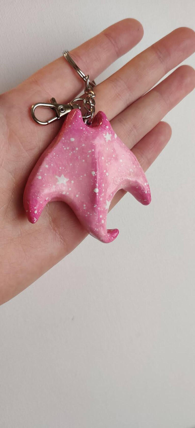 Pink Starry Manta Ray Bag Charm | Hand Sculpted and Hand Painted ...
