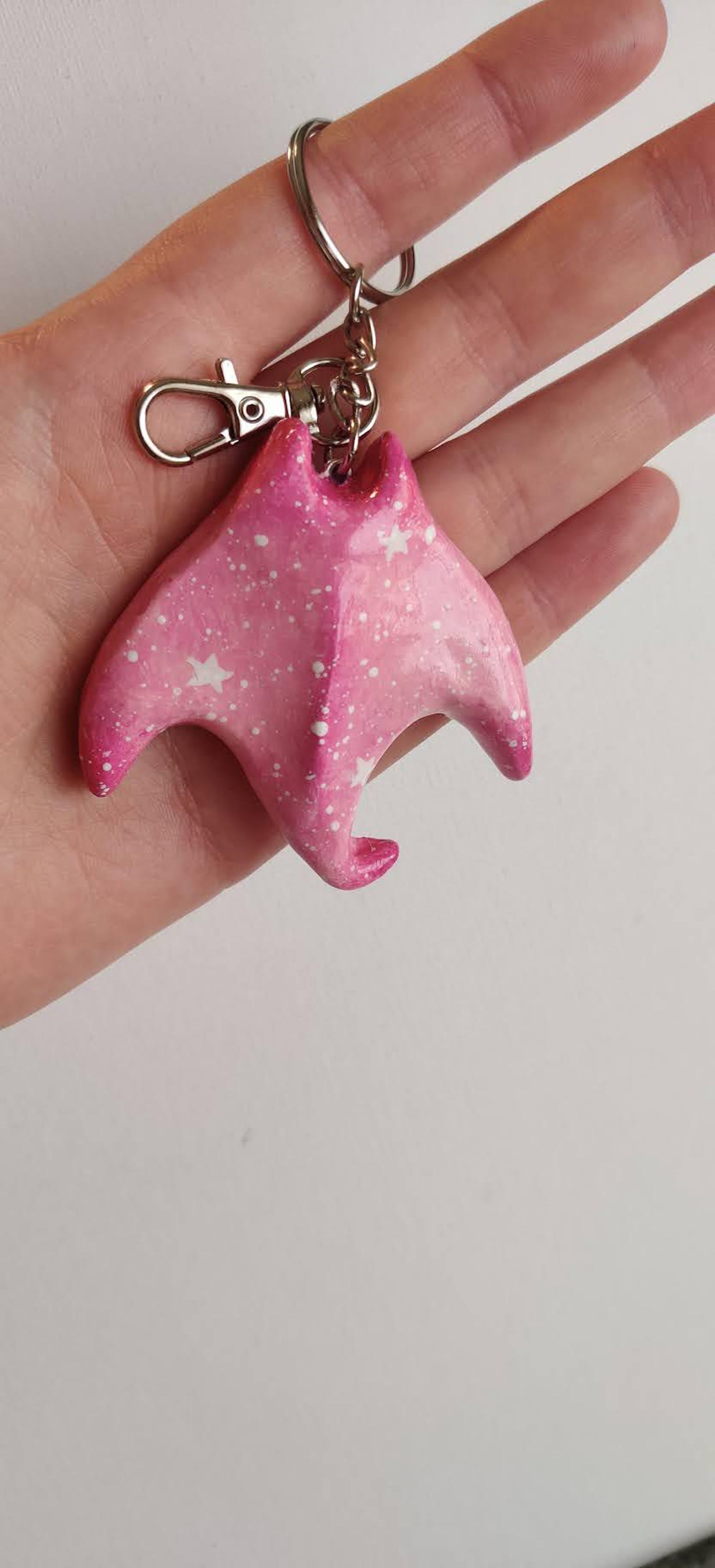 Pink Starry Manta Ray Bag Charm | Hand Sculpted and Hand Painted ...