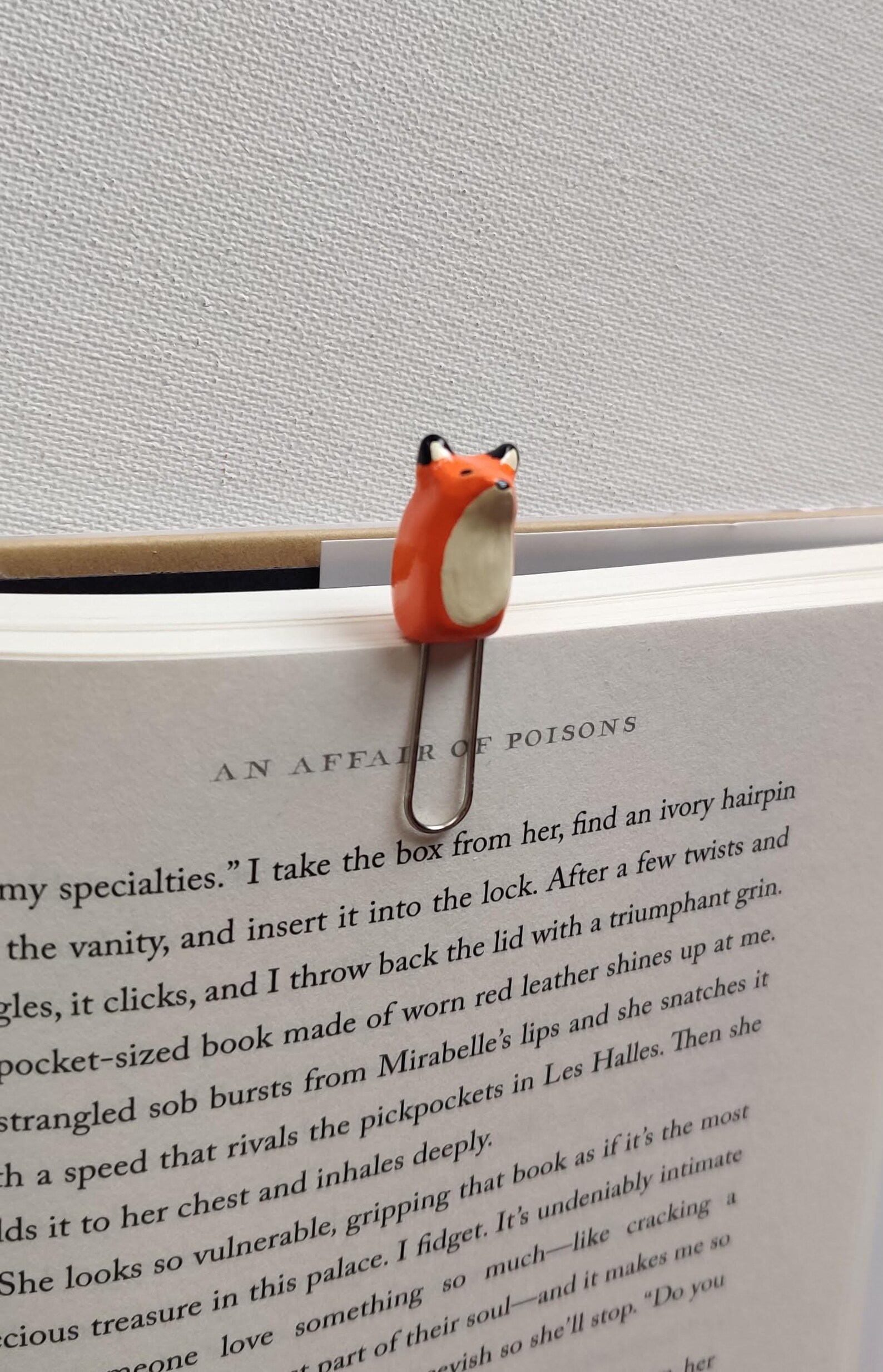 Clay Bookmark Paperclip Figurine | Fox | Cute | Minimal | Bookish - Etsy