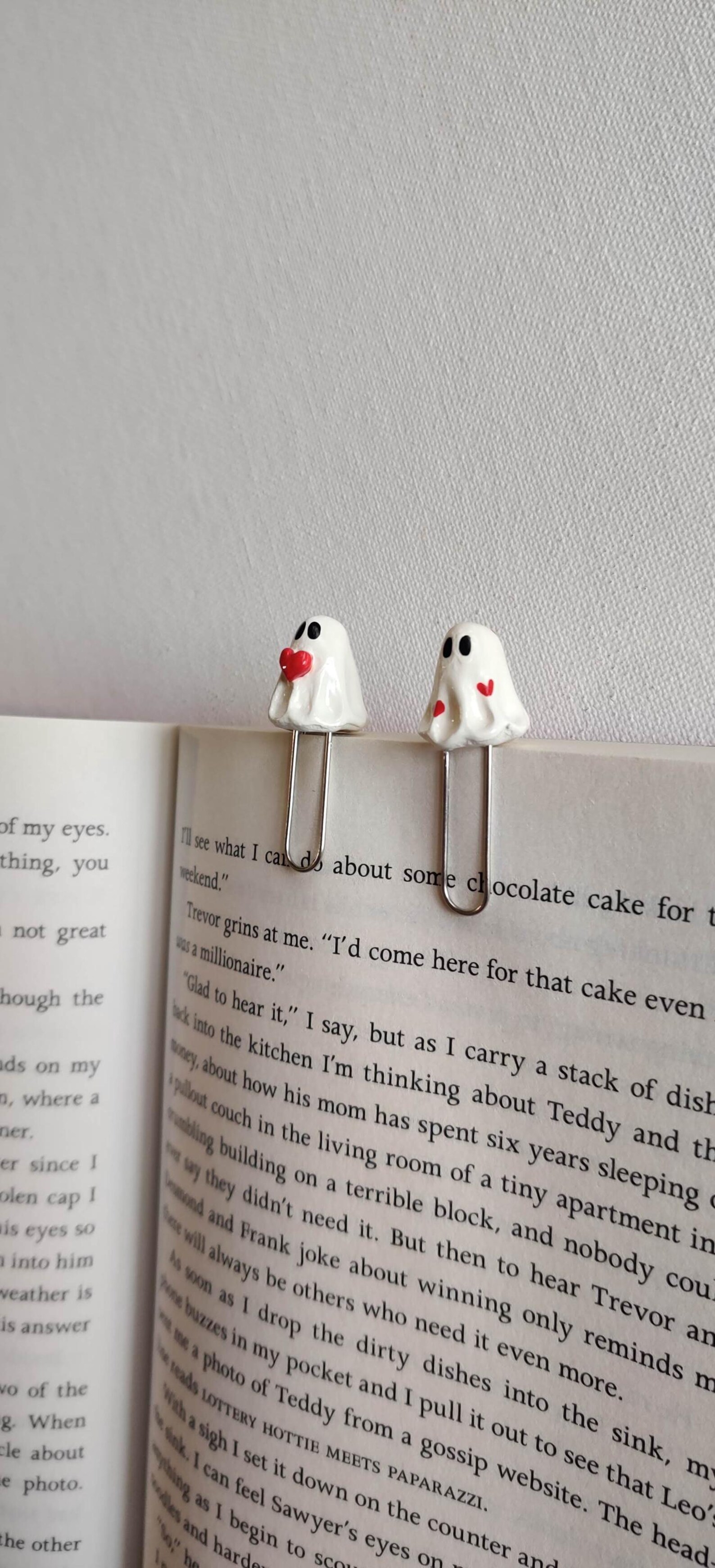 Clay Bookmark Paperclip Figurines | Heart Ghosts | Cute | Minimal ...