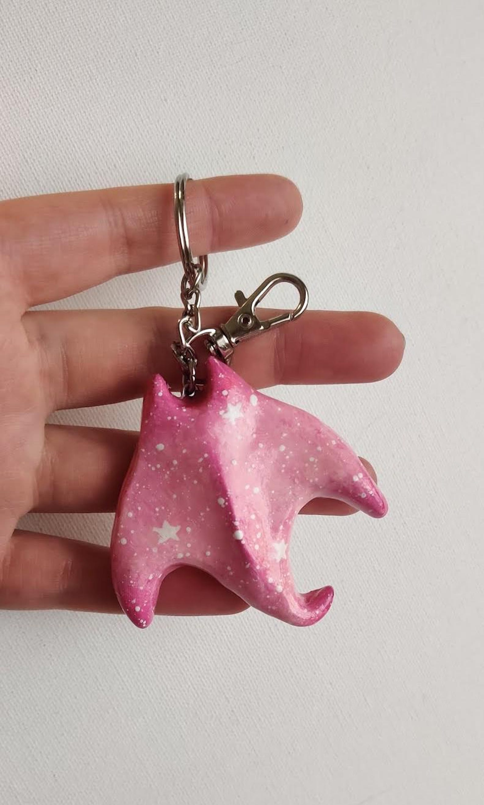Pink Starry Manta Ray Bag Charm | Hand Sculpted and Hand Painted ...