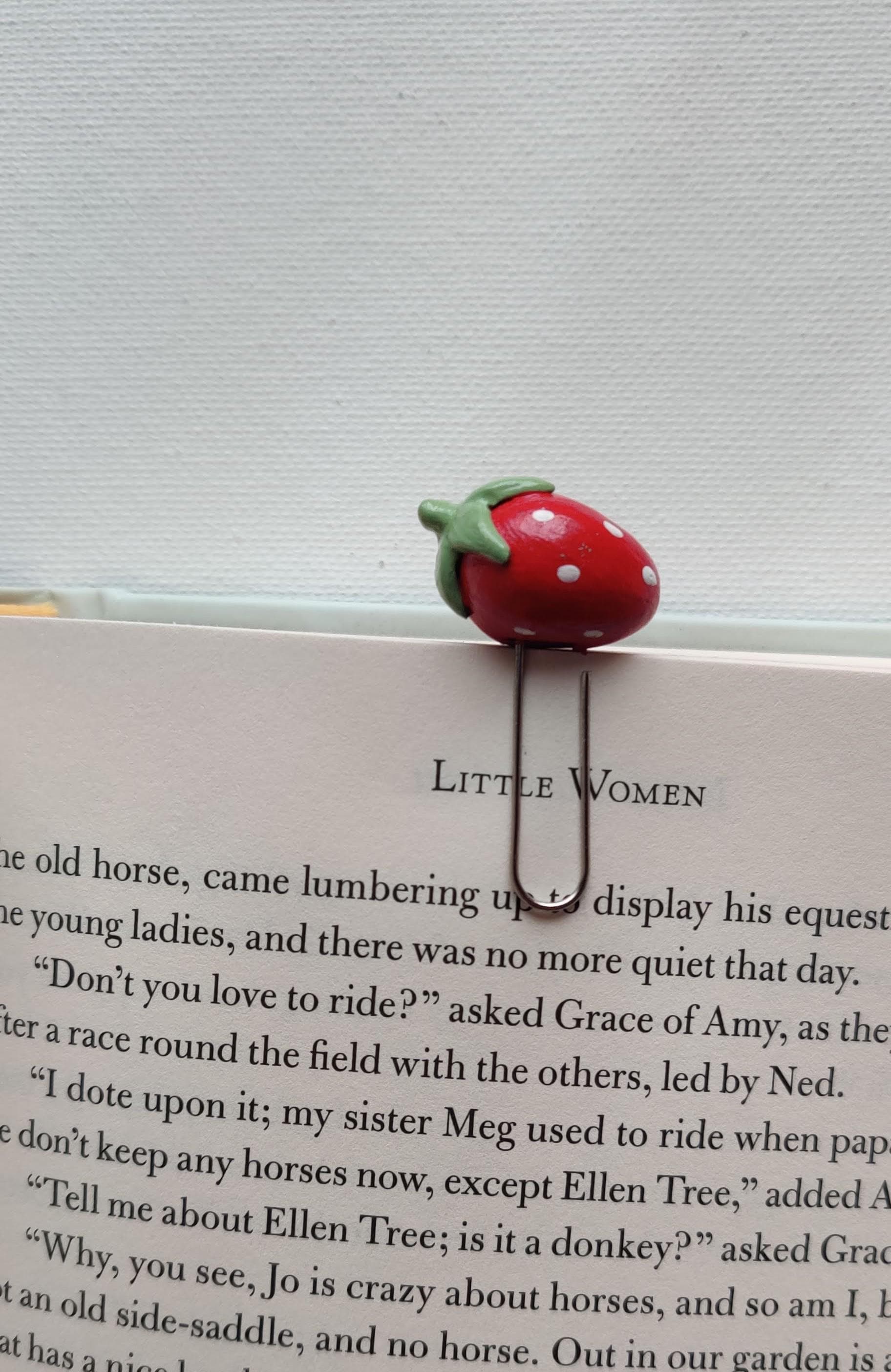 Clay Bookmark Paperclip Figurine | Strawberry | Cute | Bookish | - Etsy