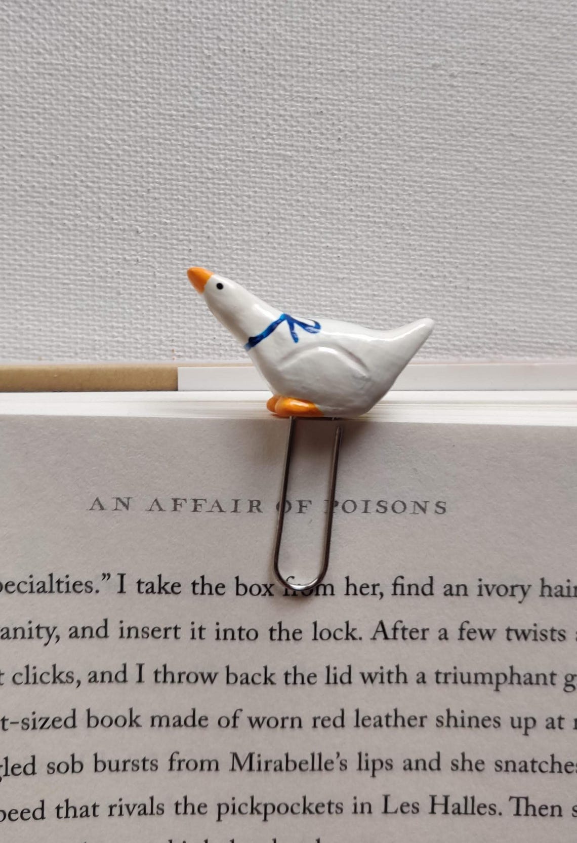 Clay Bookmark Paperclip Figurine | Goose With Bow | Cute | Minimal ...