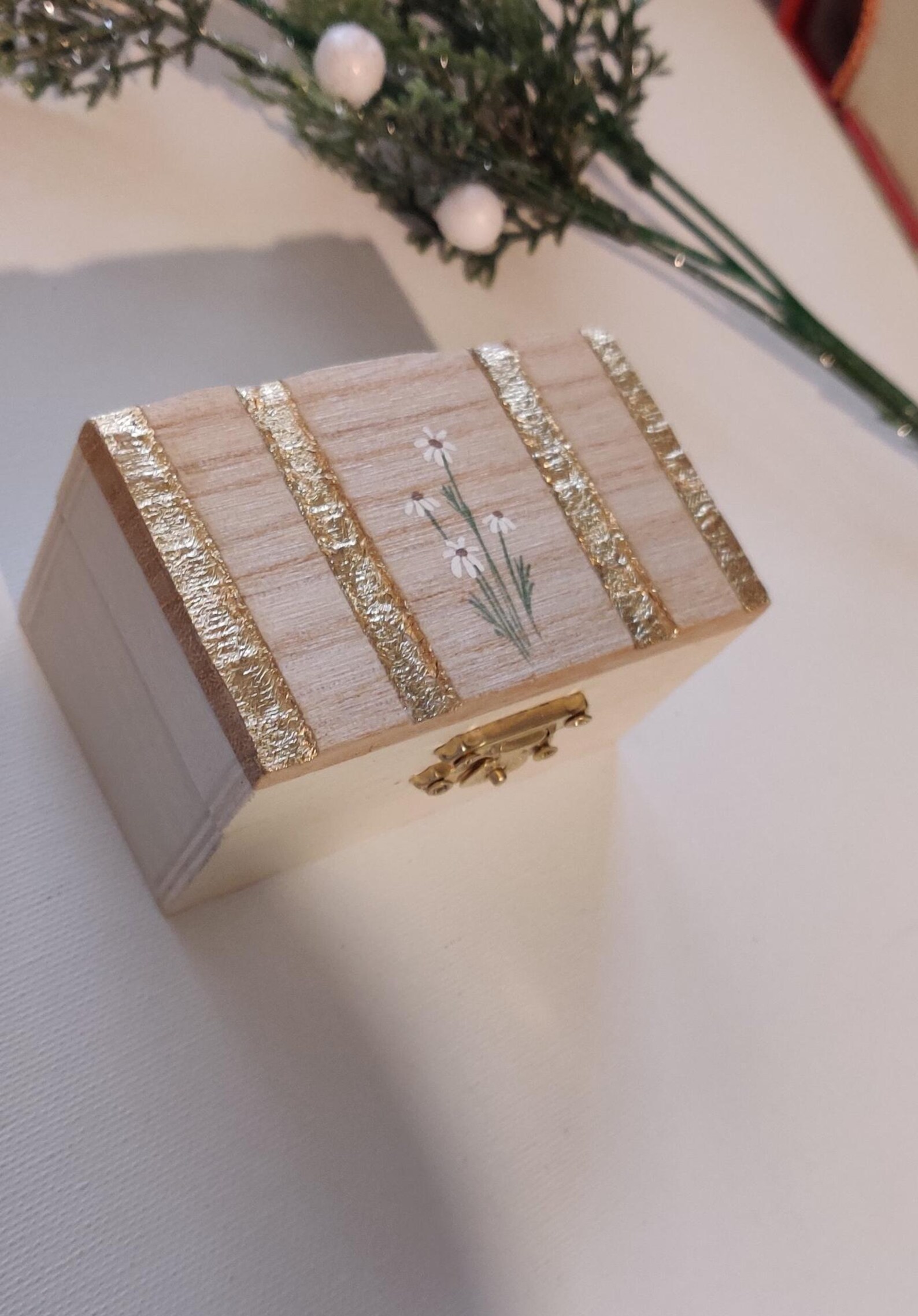 Hand-painted Wooden Jewelry Box With Metal Lock | Keepsake Box ...