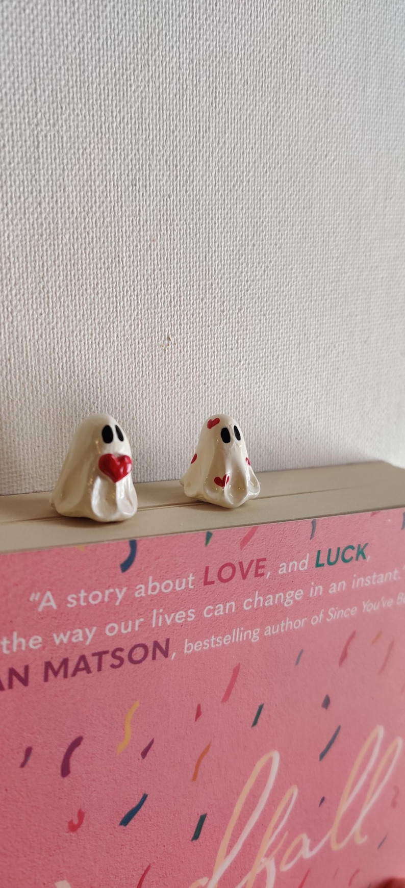 Clay Bookmark Paperclip Figurines | Heart Ghosts | Cute | Minimal ...