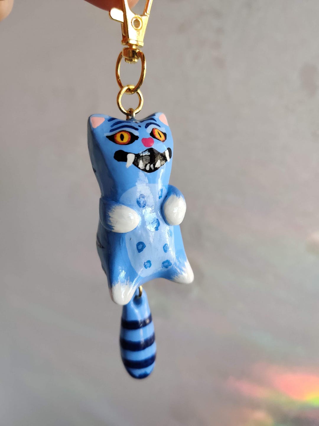 Blue Tiger Bag Charm | Hand Sculpted and Hand Painted | Made to Order ...