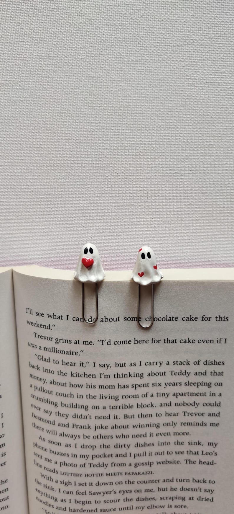 Clay Bookmark Paperclip Figurines | Heart Ghosts | Cute | Minimal ...
