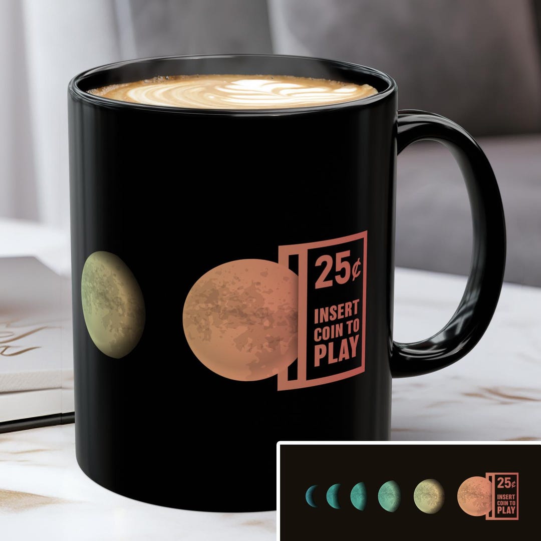 Funny Gamer Mug: Moon Phase Arcade Coin Slot - 80s/90s Nostalgia - Etsy