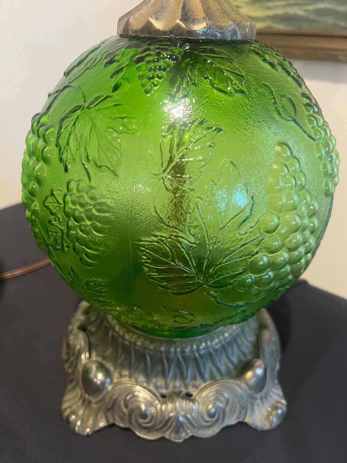 Set of 2 Vintage Accurate Casting Green Glass Lamp Glass Globe Lamp Mid ...