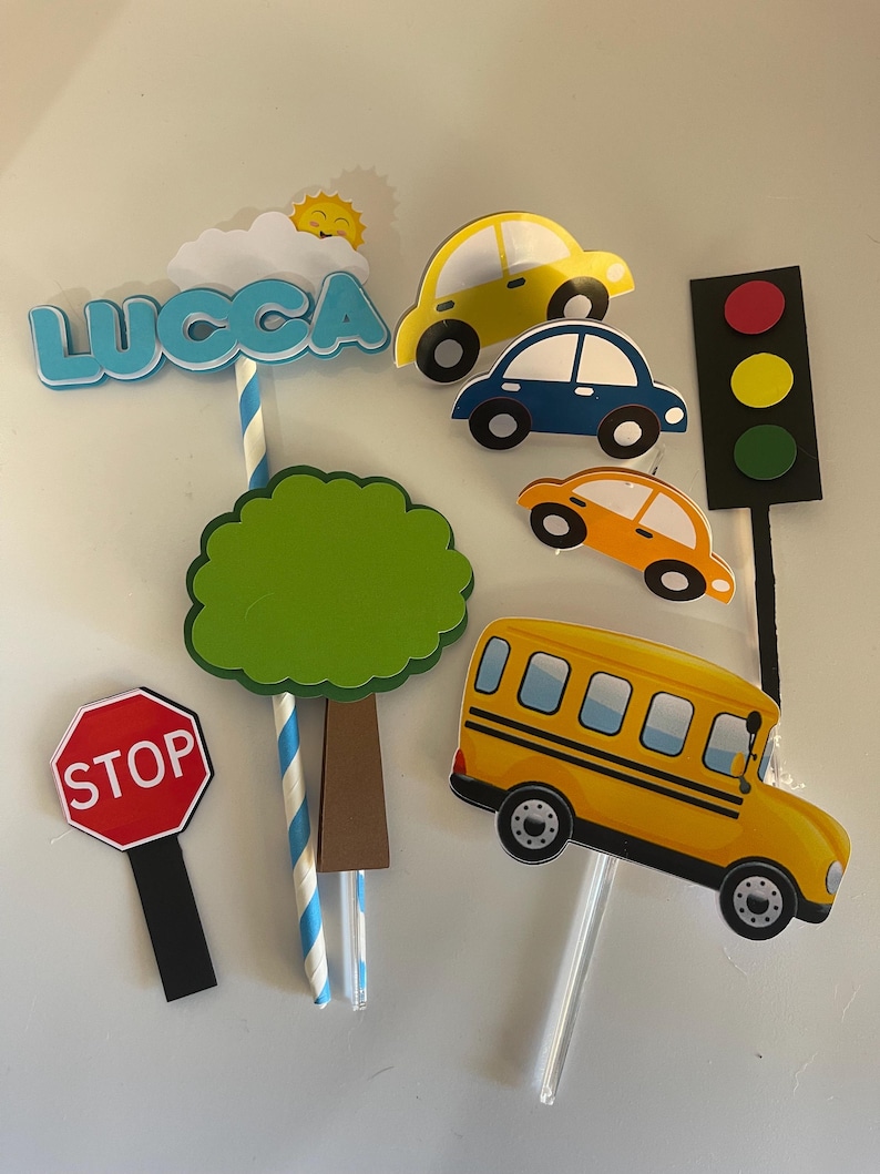 Wheels on the Bus Cake Topper 6-8 - Etsy